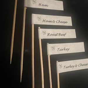 Food Flag Labels Toothpicks Customizable Allergen Label Catering Party ...