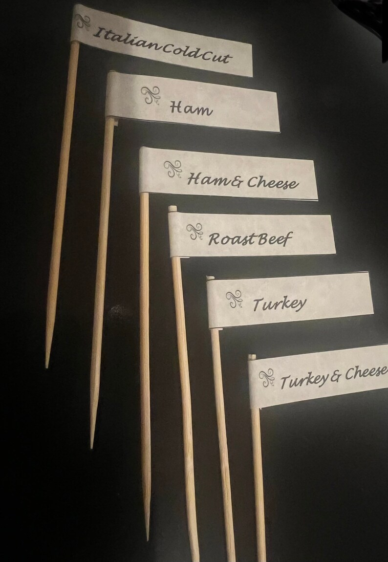 Food Flag Labels Toothpicks Customizable Allergen Label Catering Party ...