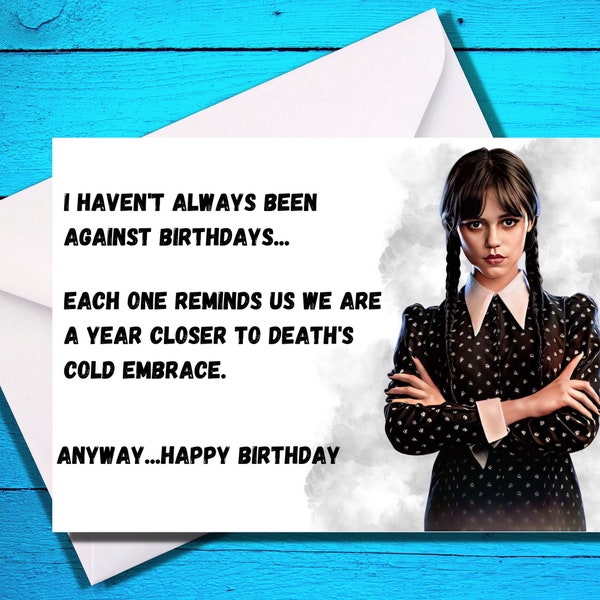 Wednesday Addams Birthday Card - Etsy Australia