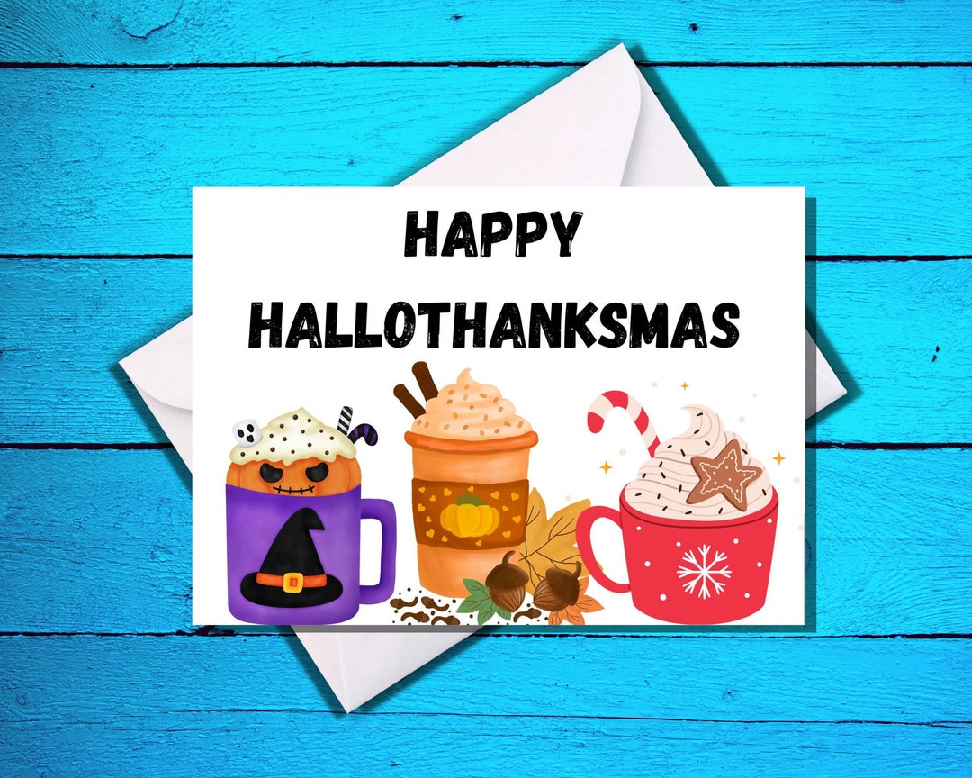 Happy Hallo-thanks-mas! Funny Holiday Card - Halloween - Christmas ...