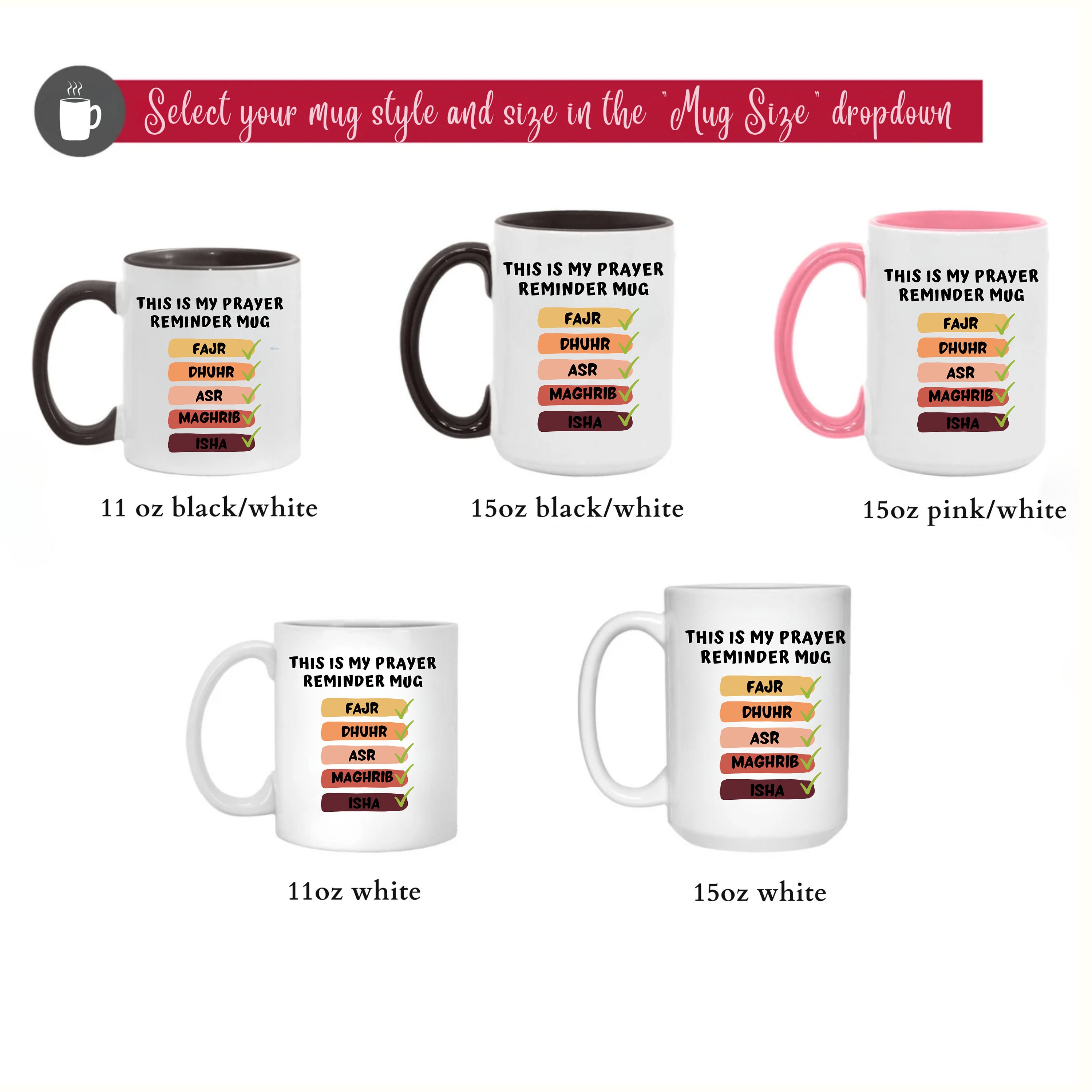 Prayer Reminder Mug, Islamic Mug, Muslim Coffee Mug, Gift for Muslim ...