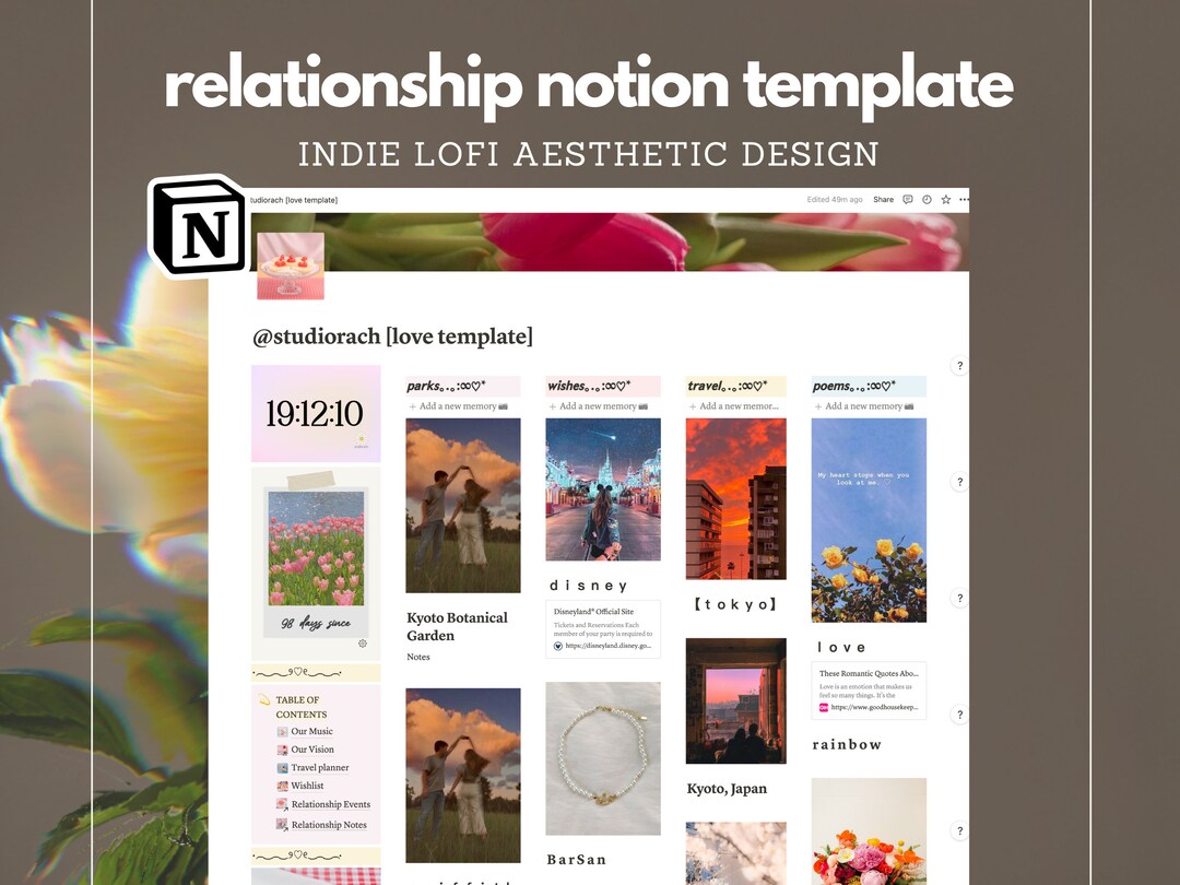 Relationship Notion Template | Long Distance Relationship Tracker | Indie Lofi Aesthetic Notion ...