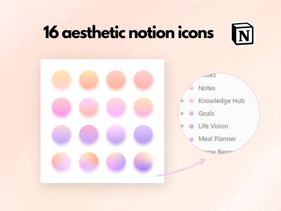 Notion Icons Digital Sticker Pack PNG for Life Planner - Etsy