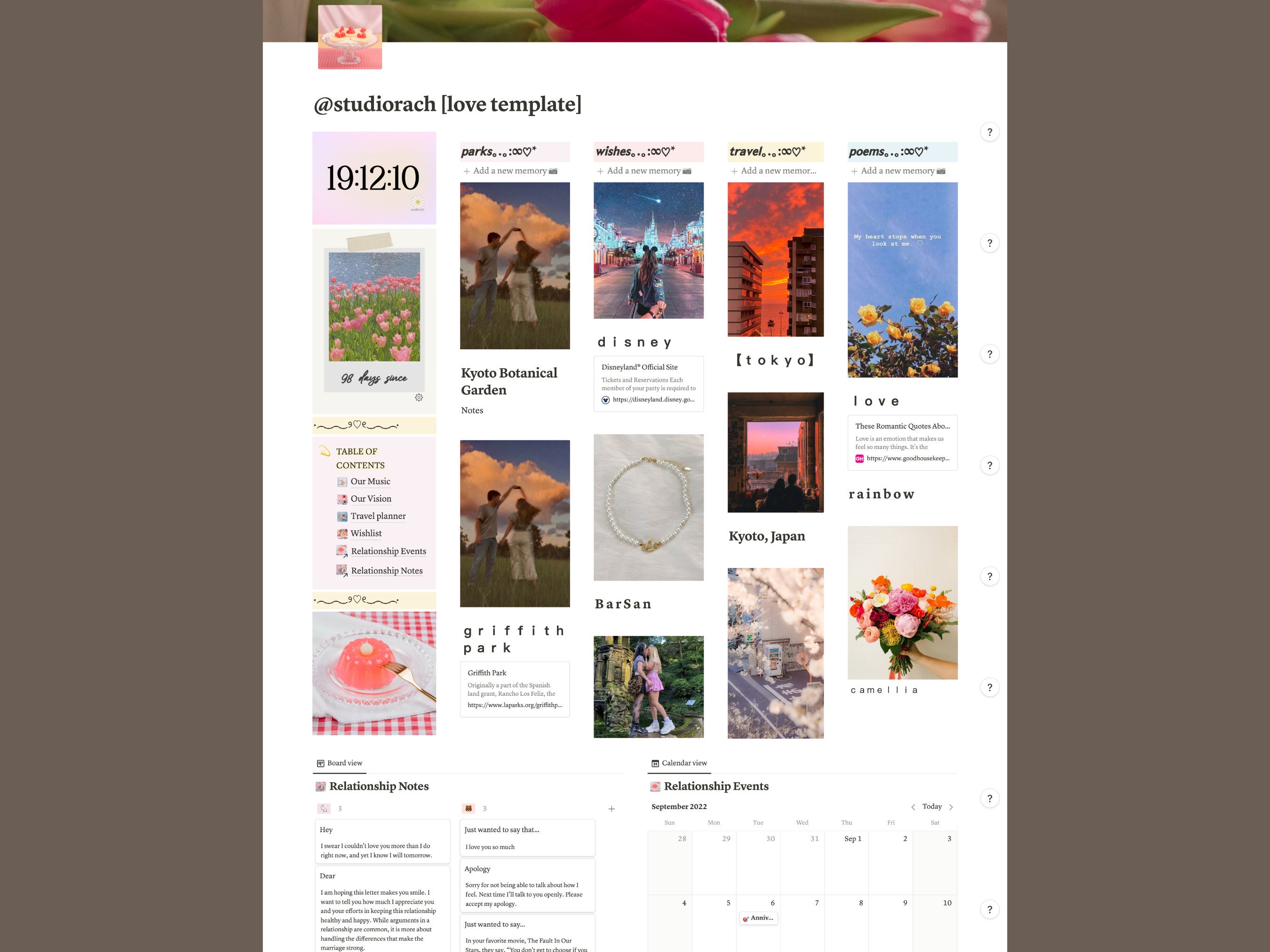 Relationship Notion Template Long Distance Relationship Tracker Indie ...