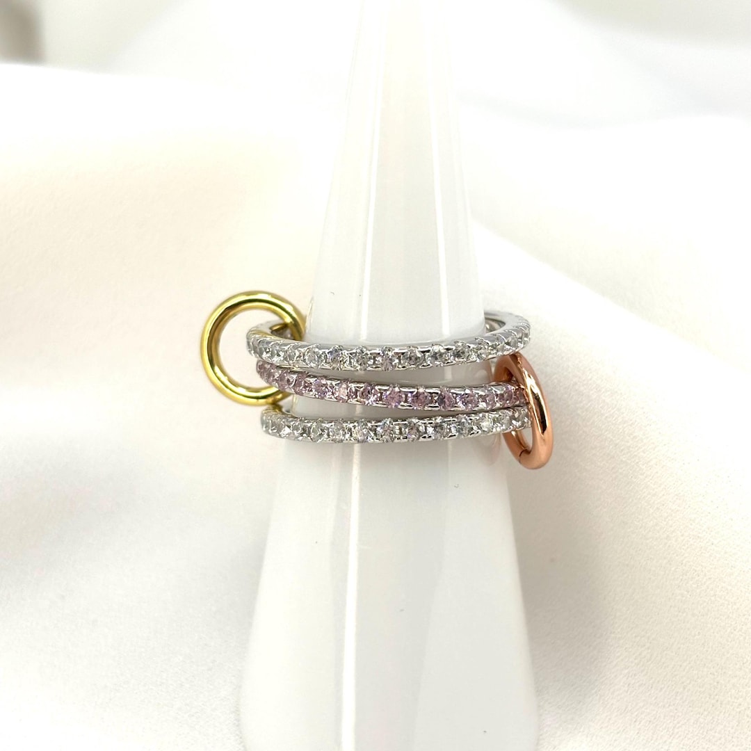 Multi Linked Rings | Linked Eternity Rings | White Gold Cubic Zirconia ...