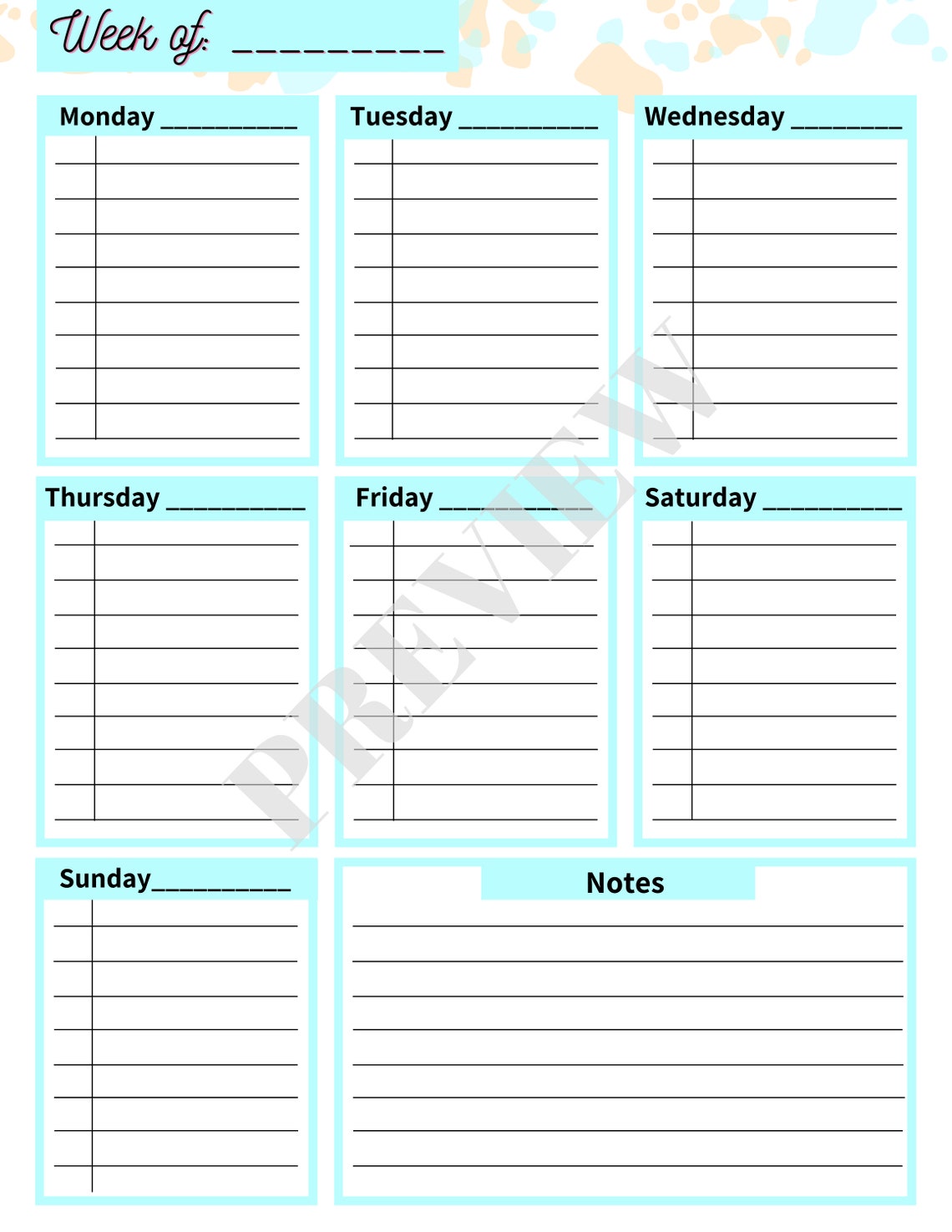 Weekly List Tracker Planner Template Printable - Etsy
