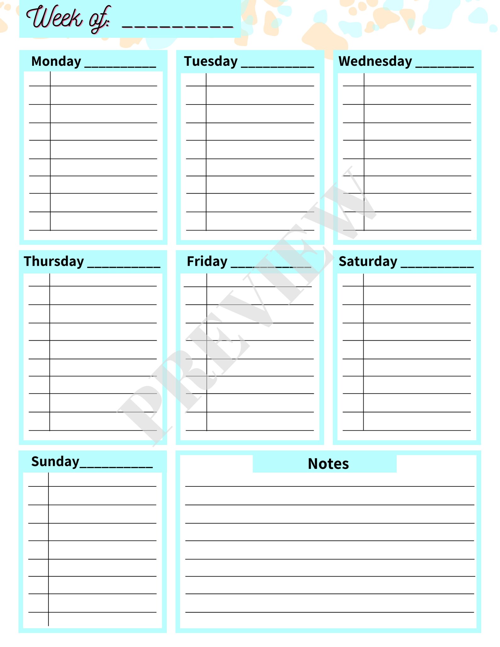 Weekly List Tracker Planner Template Printable - Etsy