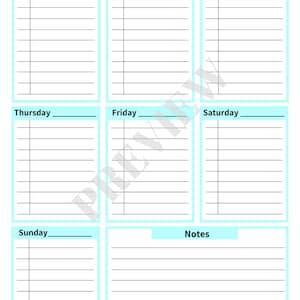 Weekly List Tracker Planner Template Printable - Etsy