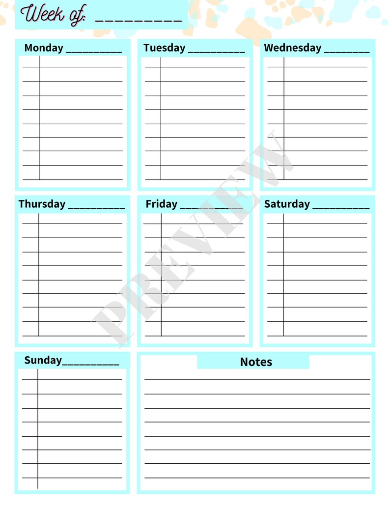 Weekly List Tracker Planner Template Printable - Etsy