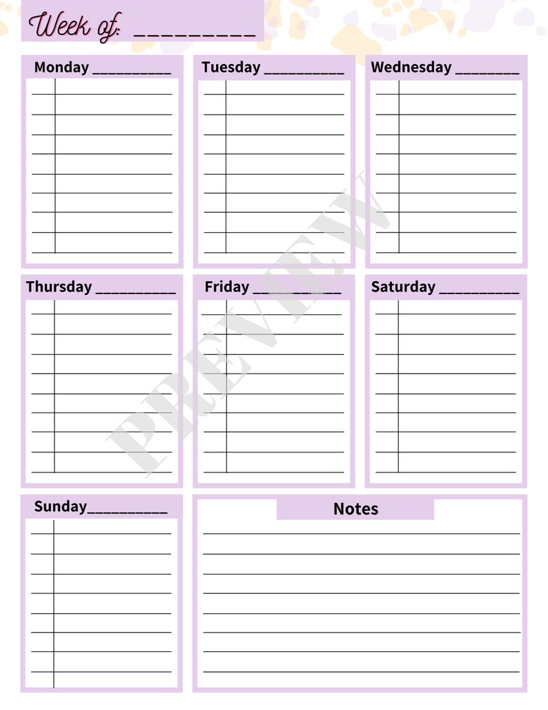 Weekly List Tracker Planner Template Printable - Etsy