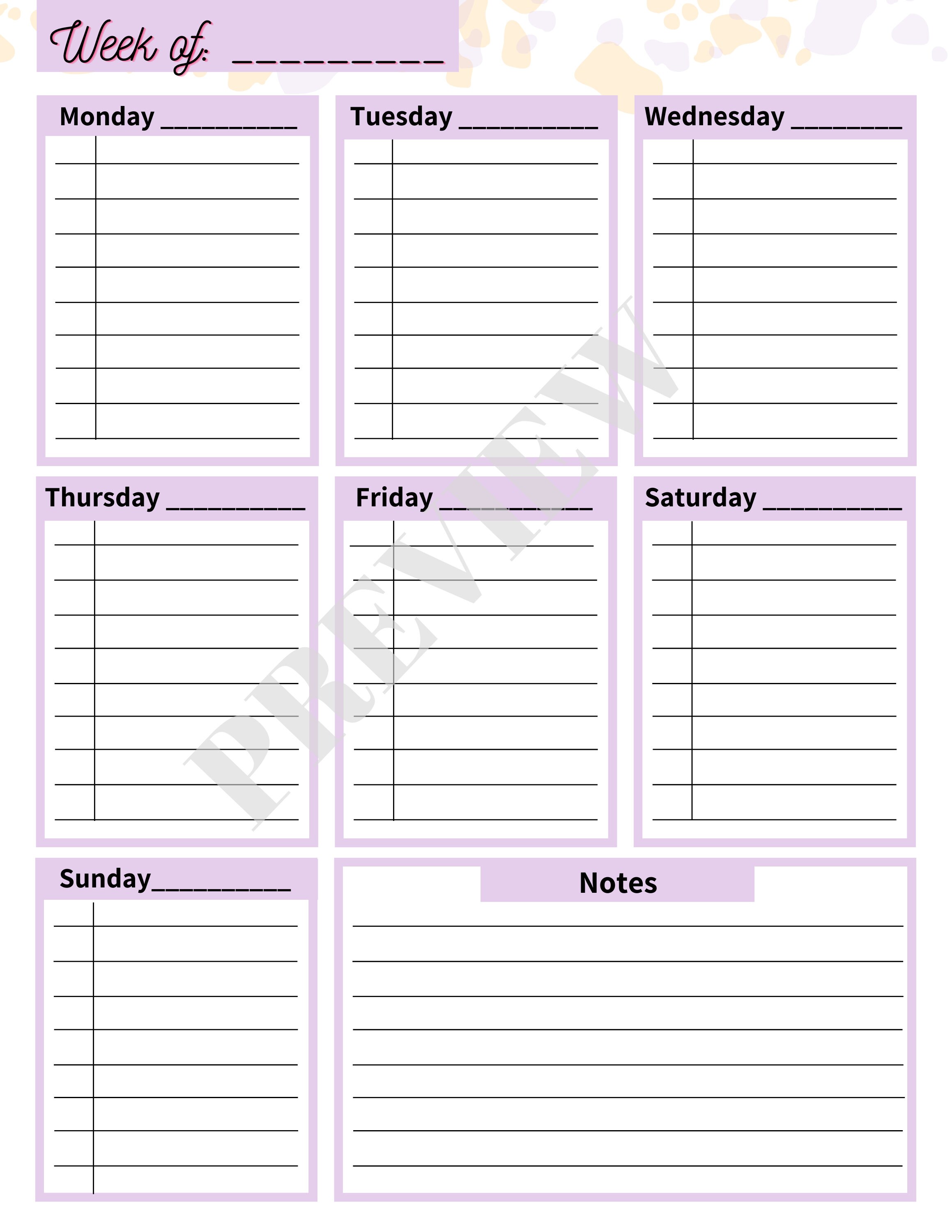 Weekly List Tracker Planner Template Printable - Etsy