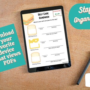 Self Care Sandwich Template Planner Mental Health - Etsy