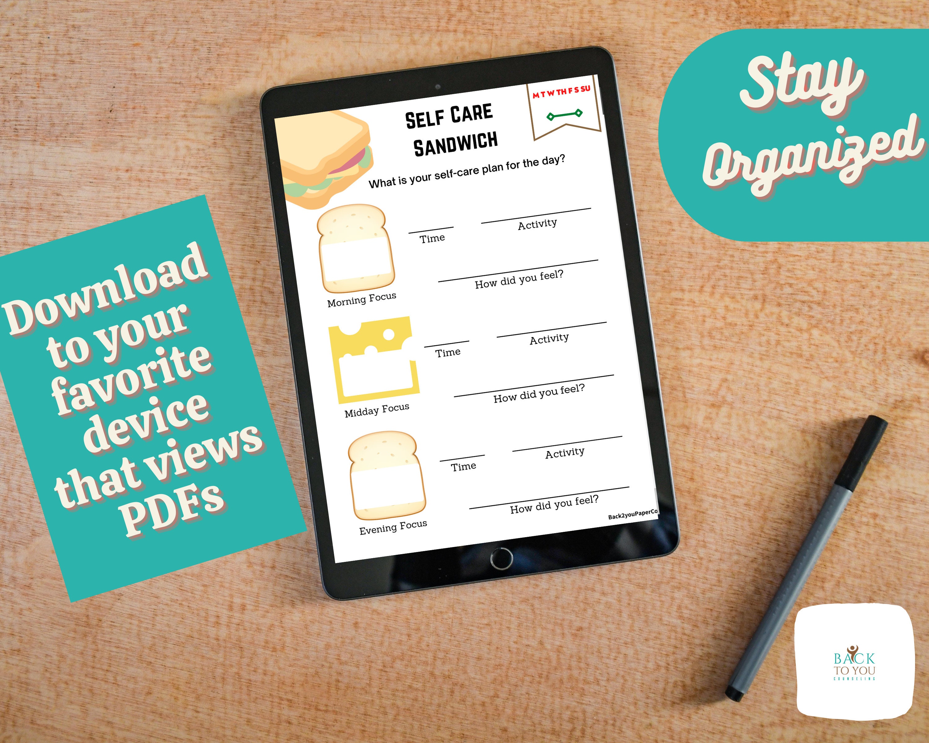 Self Care Sandwich Template Planner Mental Health - Etsy