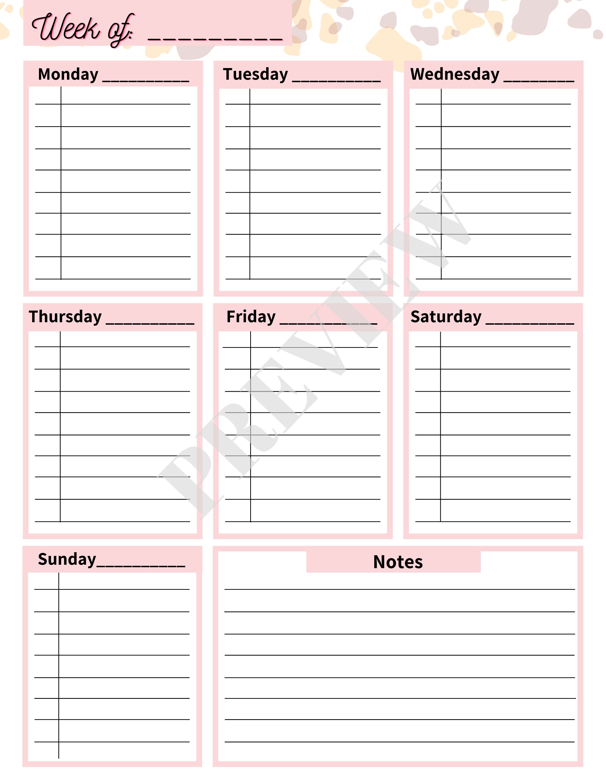 Weekly List Tracker Planner Template Printable - Etsy