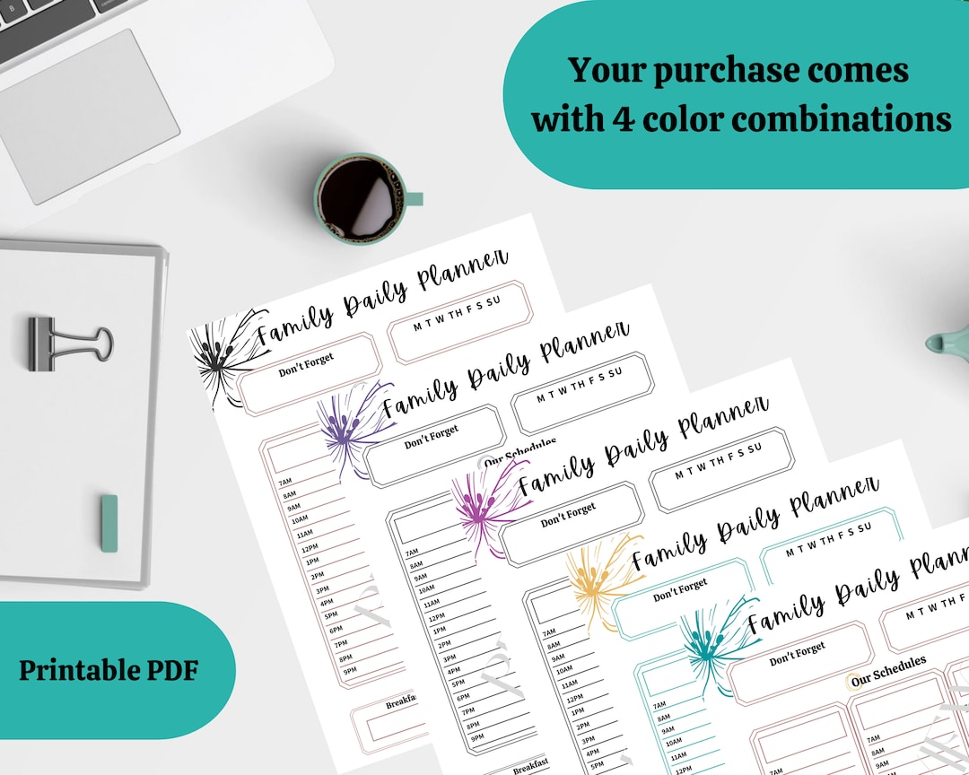 Family Daily Planner Template Printable for 3 Family Members - Etsy