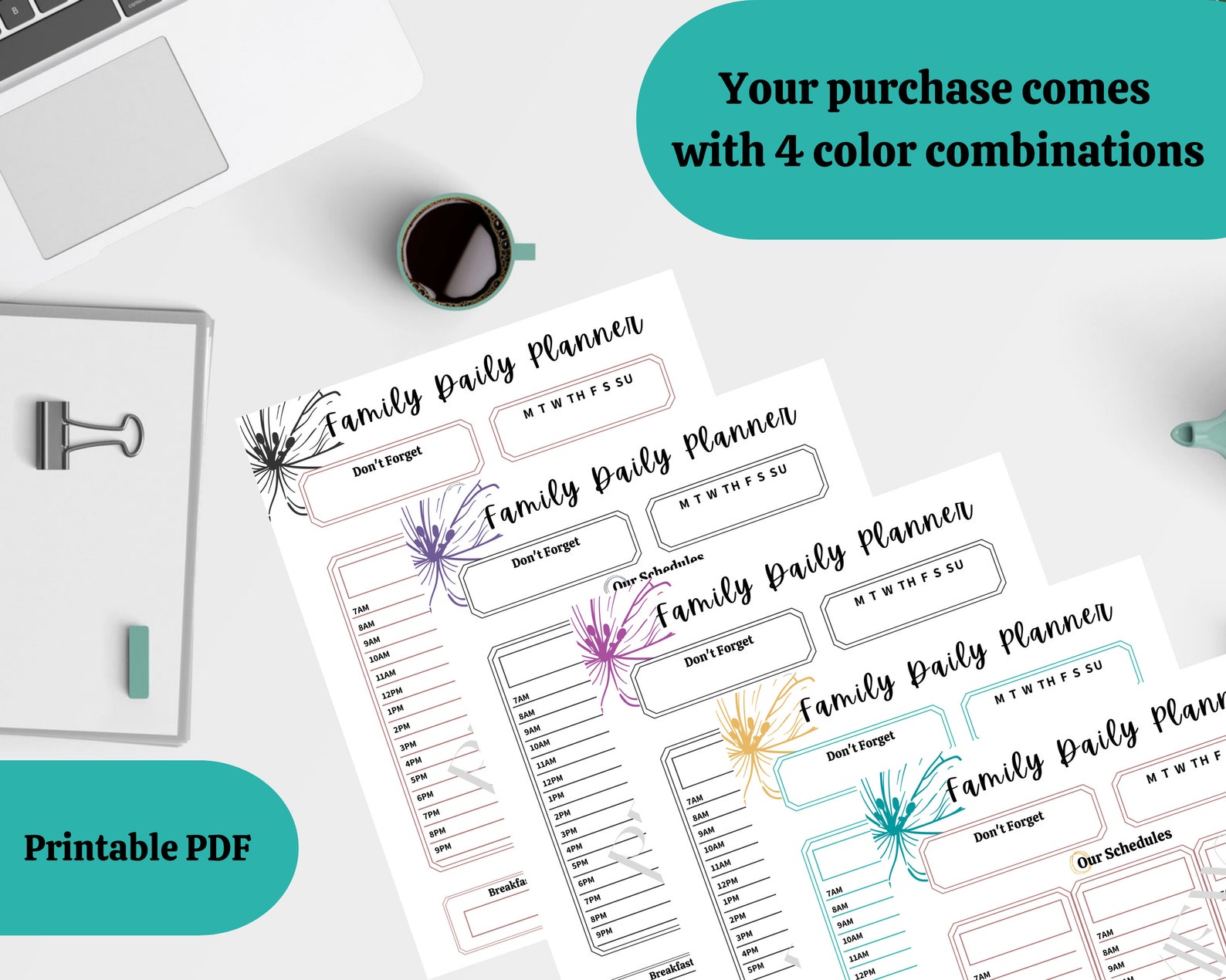 Family Daily Planner Template Printable for 3 Family Members - Etsy