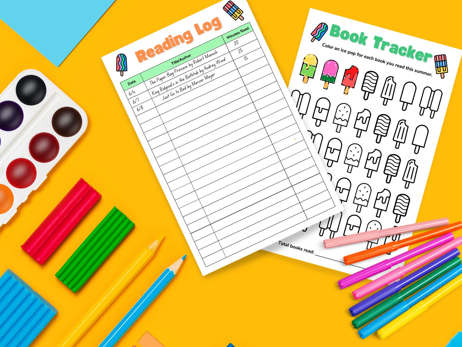 Ice Pop Reading Log Kids Reading Log Summer Reading - Etsy