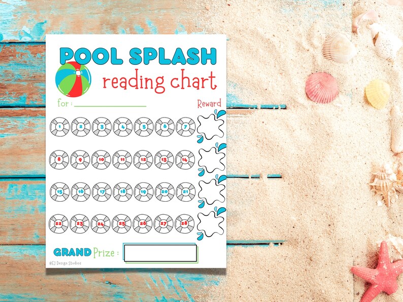 Pool Splash Summer Reading Log | Kids Reading Log | Reading Reward ...