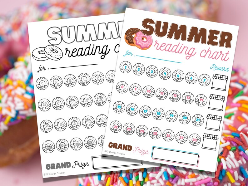 Summer Donut Reading Chart | Reading Reward Chart | Summer Reading Log ...