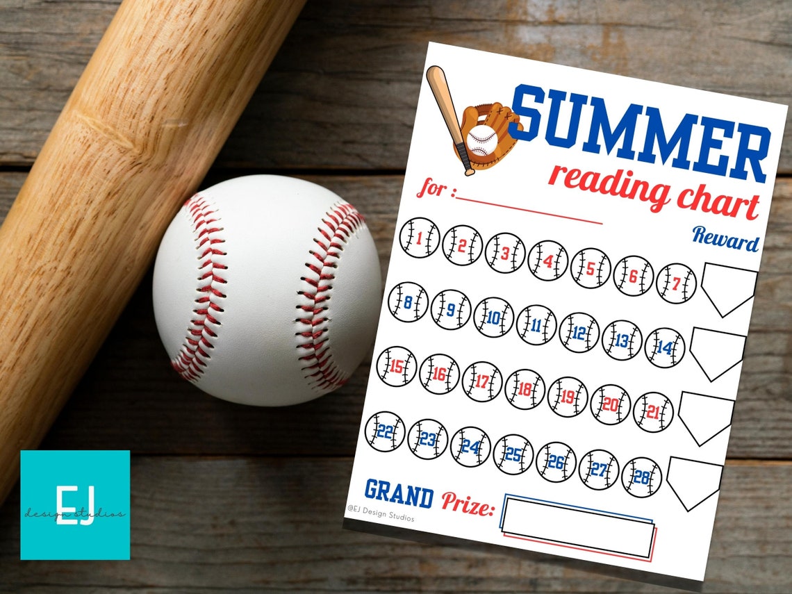 Summer Baseball Reading Chart | Reading Reward Chart | Summer Reading ...