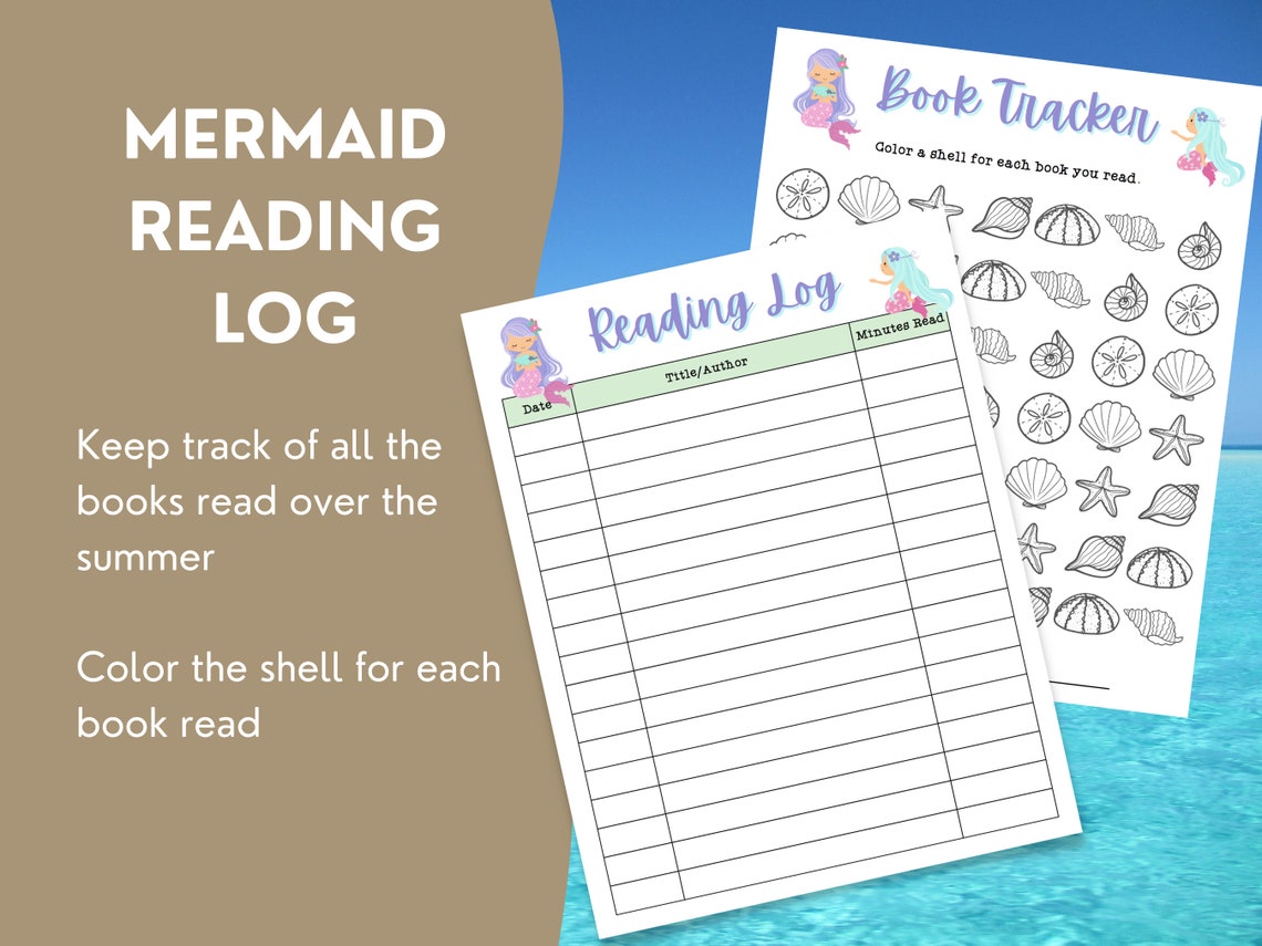 Mermaid Reading Log Kids Reading Log Summer Reading Tracker Mermaid ...