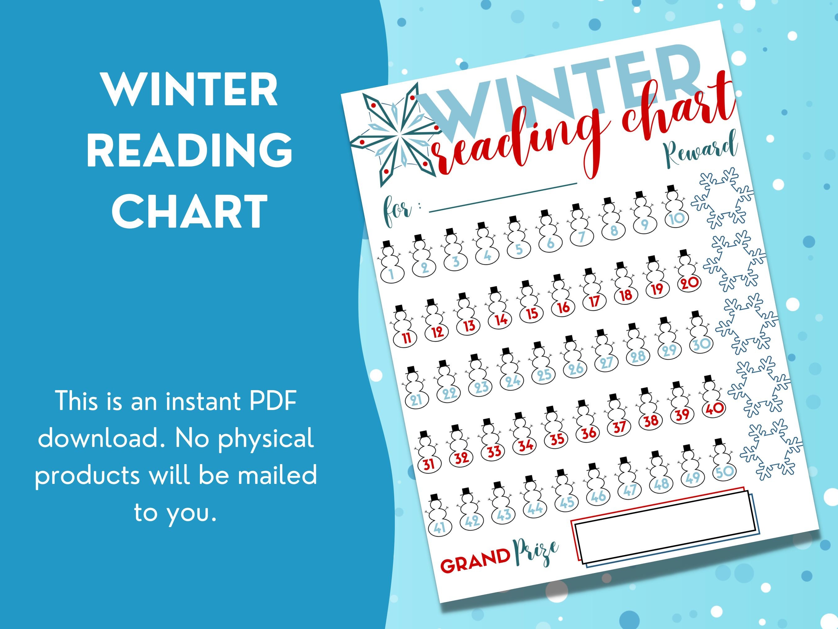 Winter Snow Reading Chart Winter Reading Reward Chart Winter Reading ...