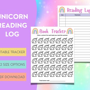 Unicorn Reading Log | Kids Reading Log | Summer Reading Tracker | Book ...