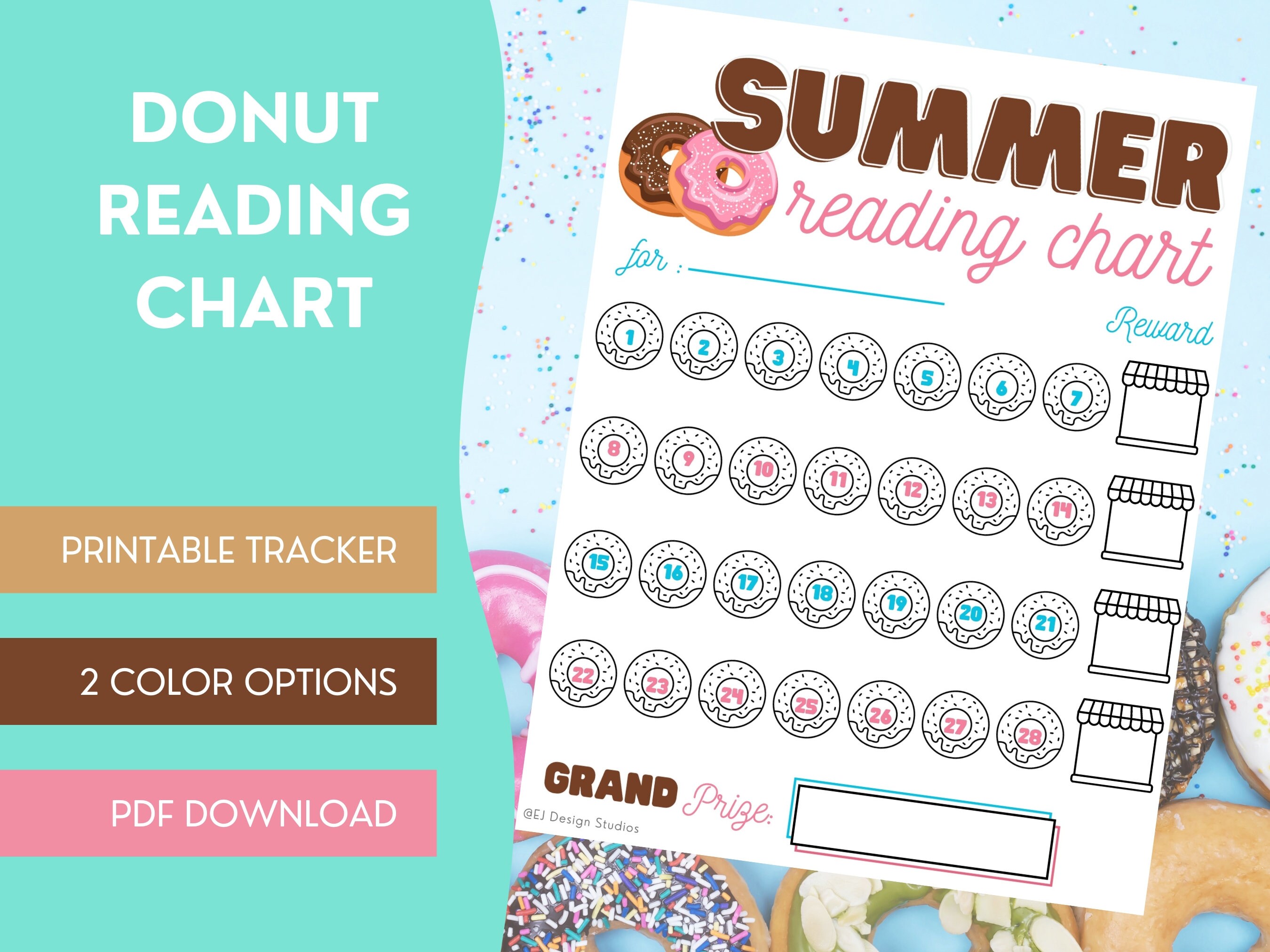 Summer Donut Reading Chart | Reading Reward Chart | Summer Reading Log ...