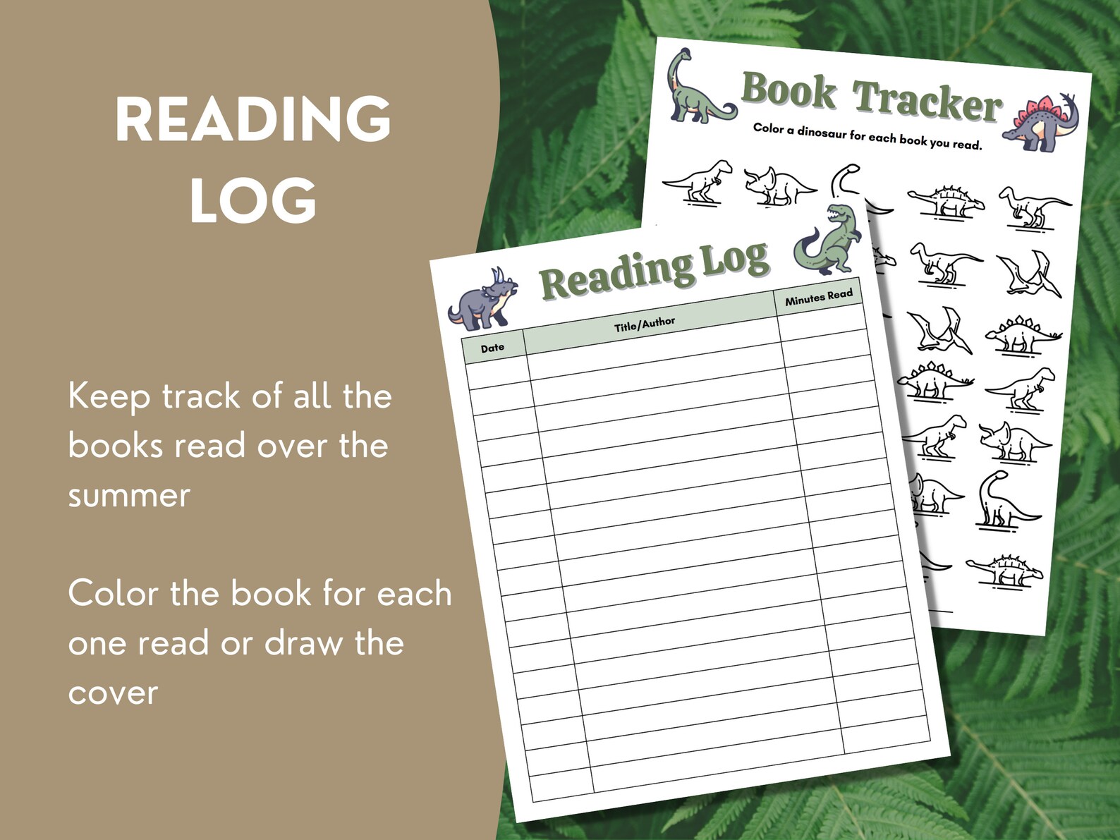 Dinosaur Reading Log | Kids Reading Log | Summer Reading Chart ...