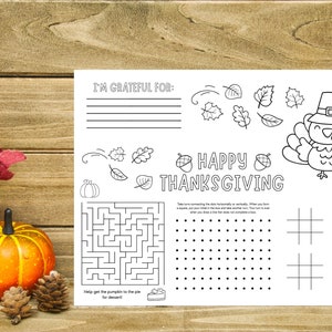 Thanksgiving Placemat for Kids: Printable Activity Sheet (PDF) - Etsy