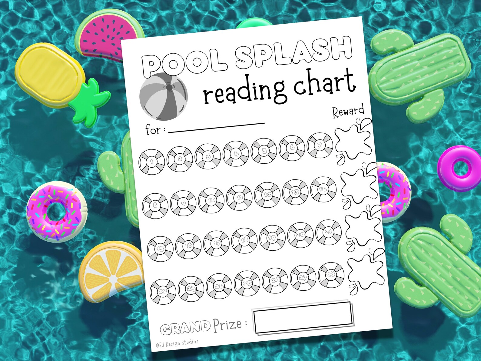 Pool Splash Summer Reading Log | Kids Reading Log | Reading Reward ...