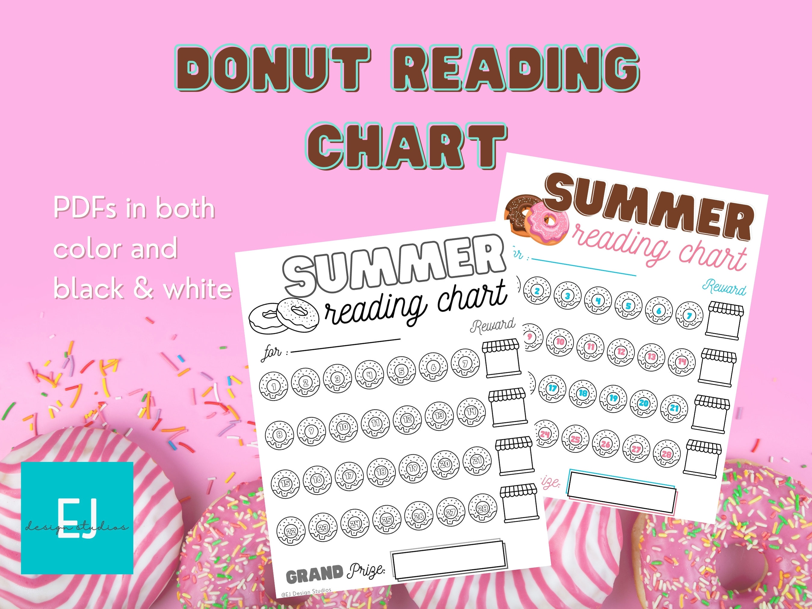 Summer Donut Reading Chart | Reading Reward Chart | Summer Reading Log ...