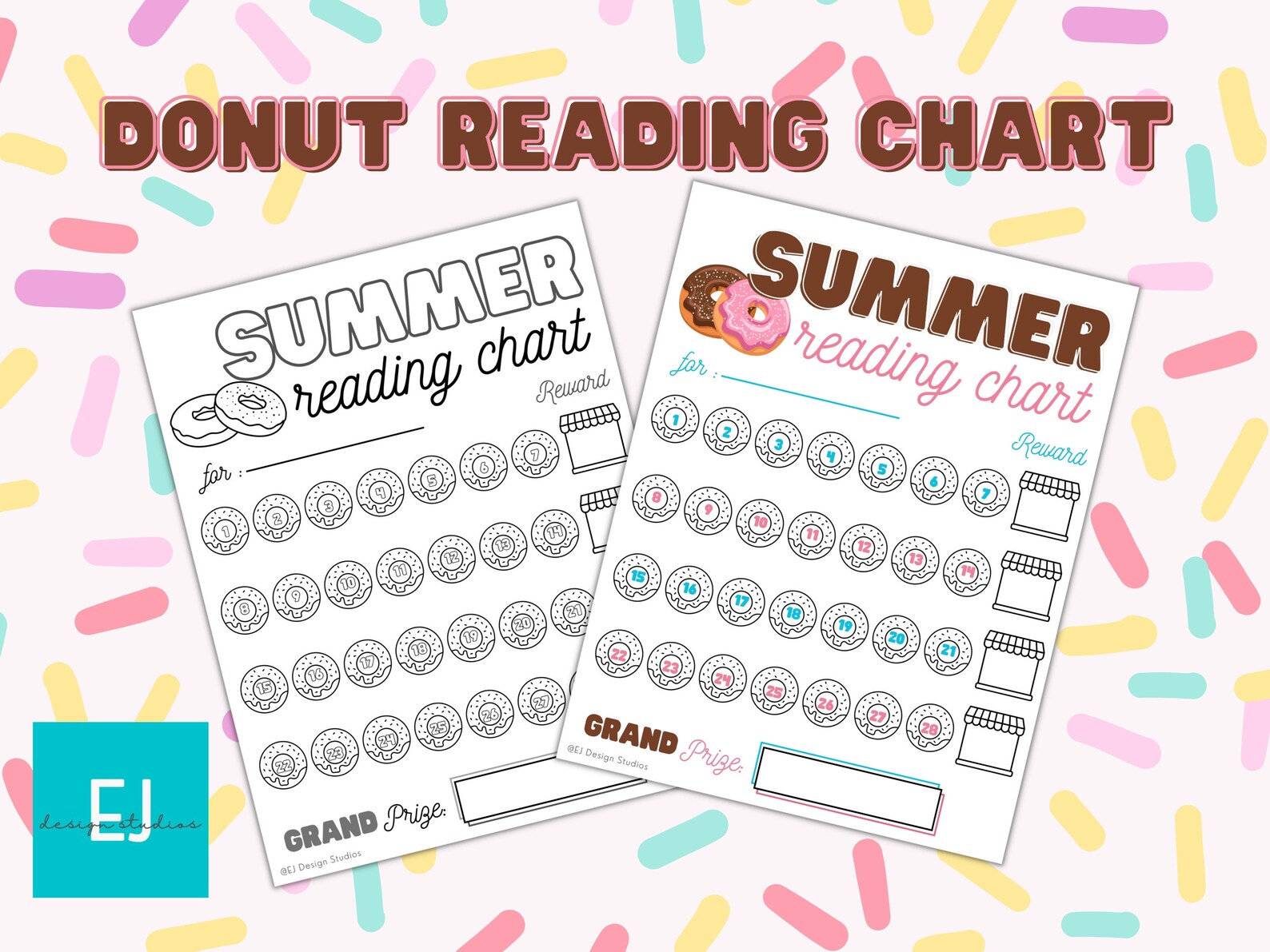 Summer Donut Reading Chart Reading Reward Chart Summer Reading Log ...
