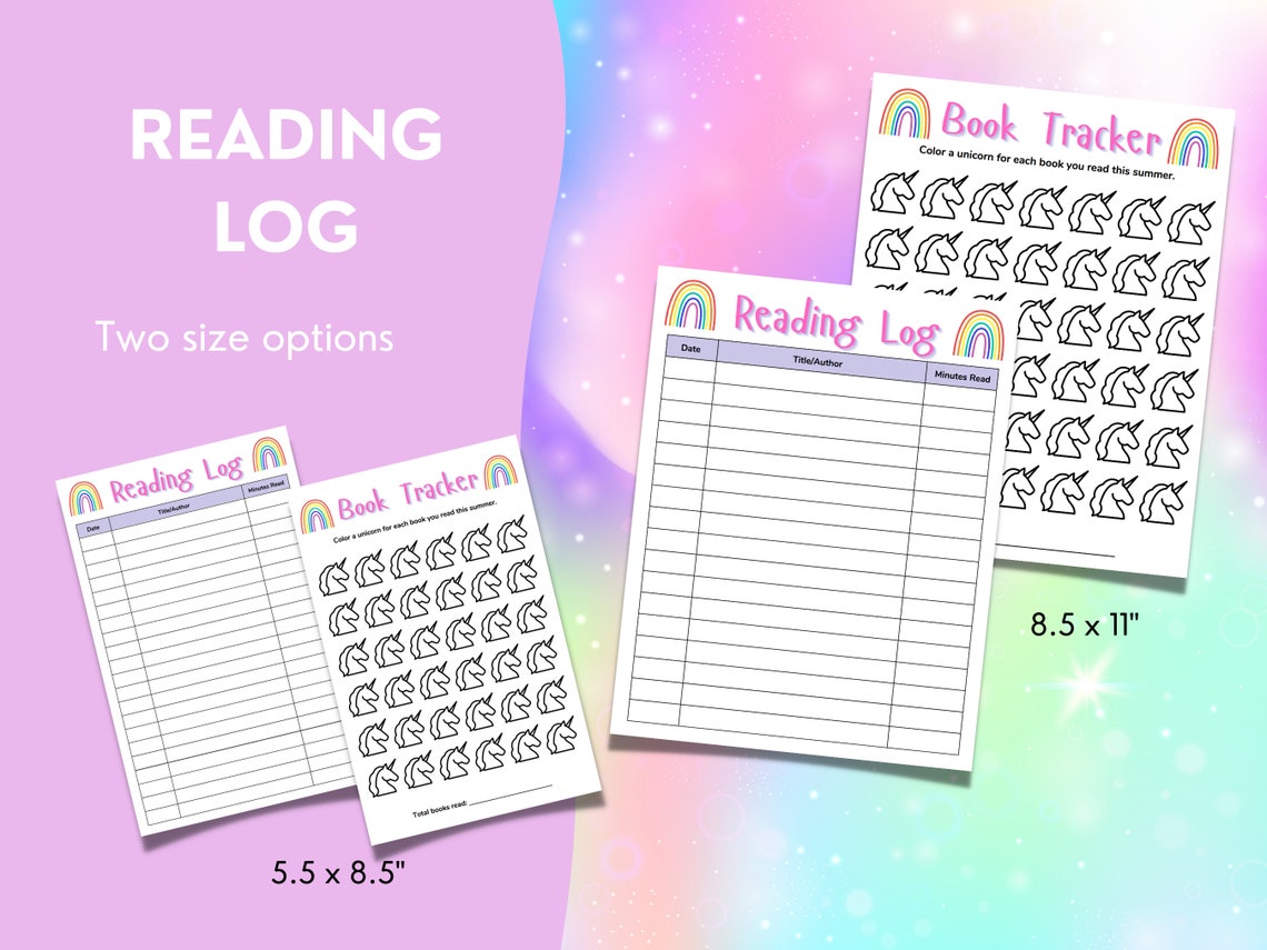 Unicorn Reading Log | Kids Reading Log | Summer Reading Tracker | Book ...