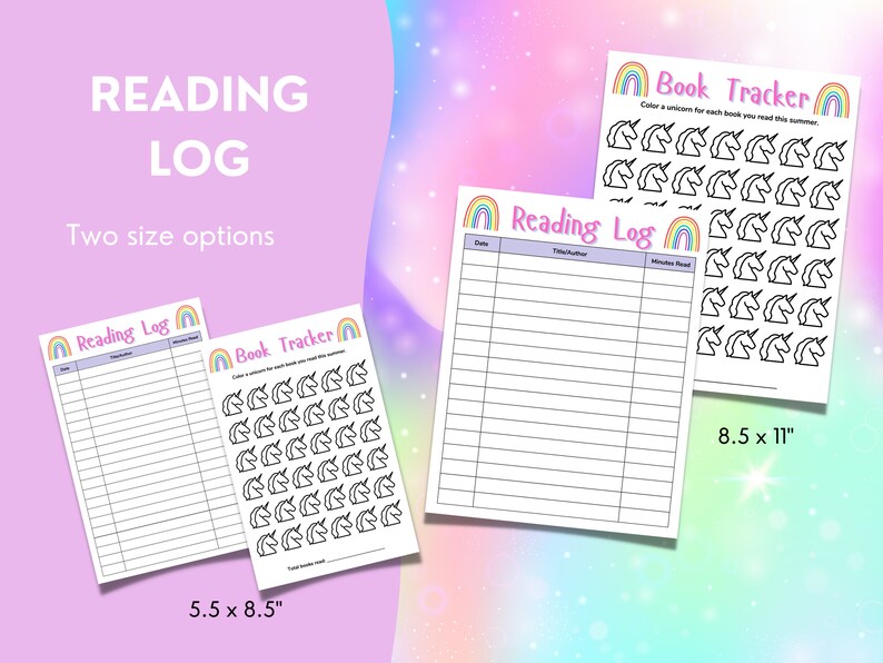 Unicorn Reading Log | Kids Reading Log | Summer Reading Tracker | Book ...