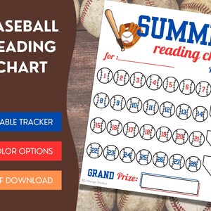 Summer Baseball Reading Chart | Reading Reward Chart | Summer Reading ...