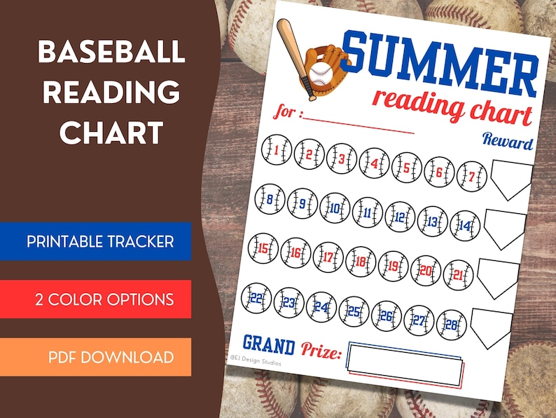 Summer Baseball Reading Chart | Reading Reward Chart | Summer Reading ...