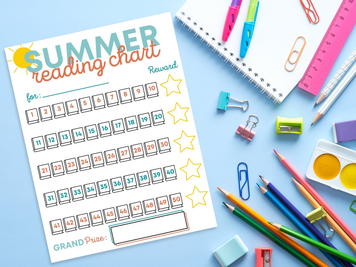 Sun Reading Chart Summer Reading Reward Chart Summer - Etsy