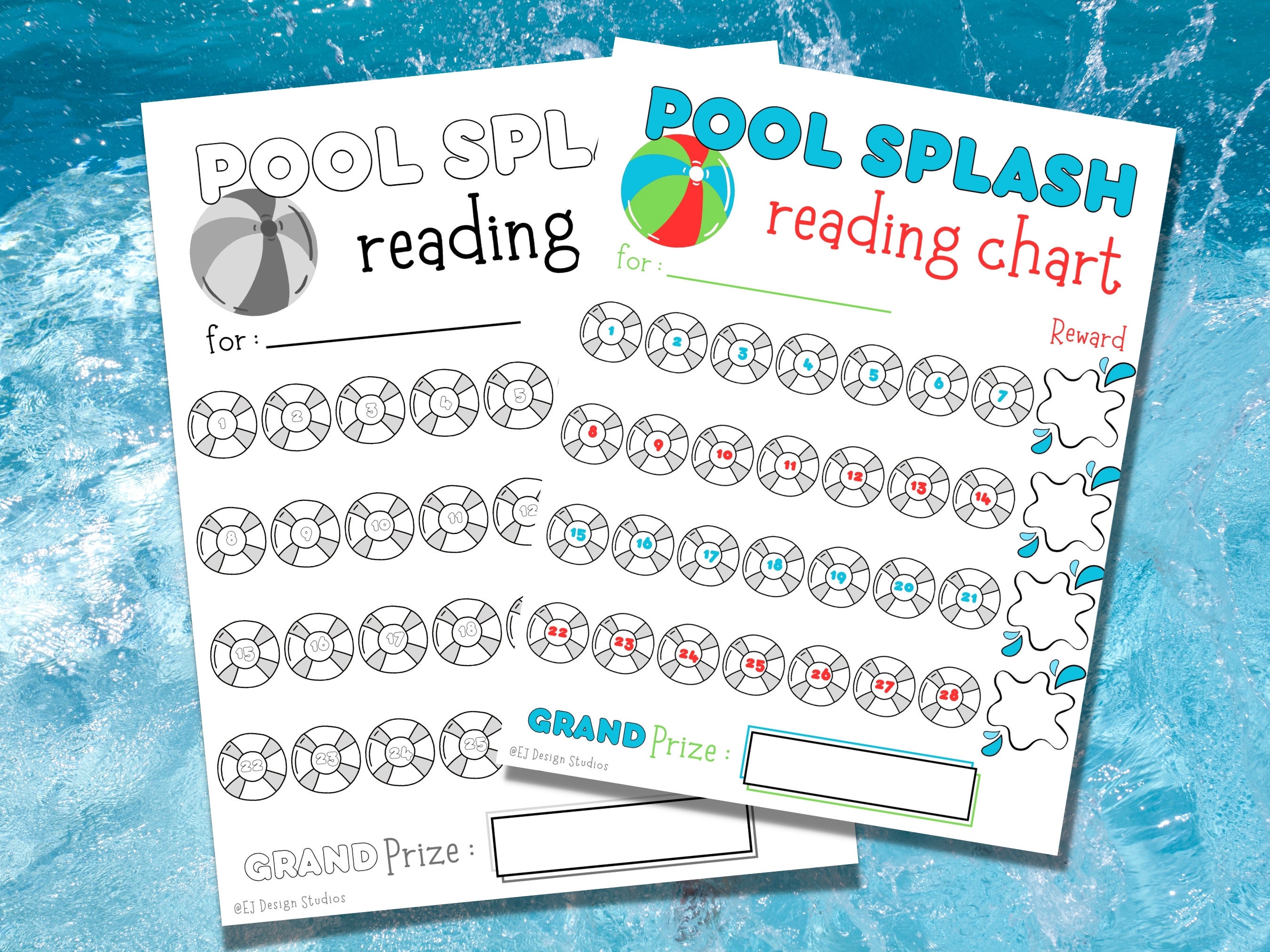 Pool Splash Summer Reading Log | Kids Reading Log | Reading Reward ...