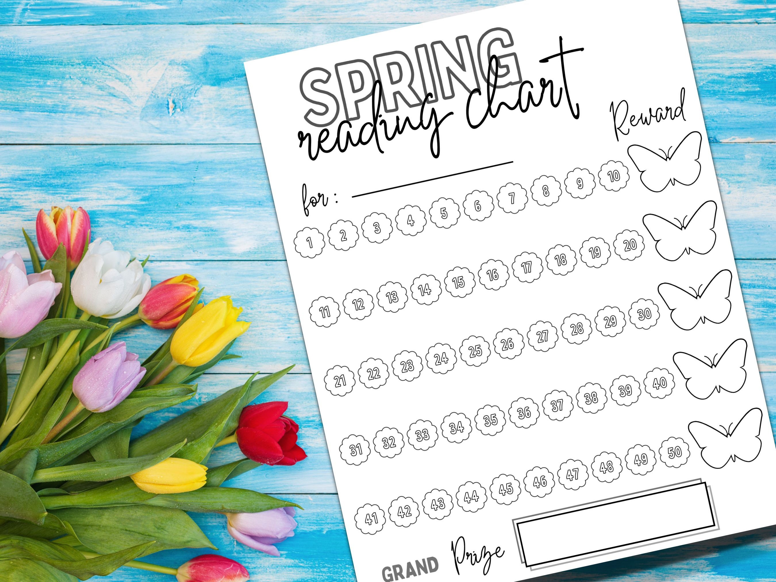 Spring Bird Reading Chart Spring Reading Reward Chart - Etsy