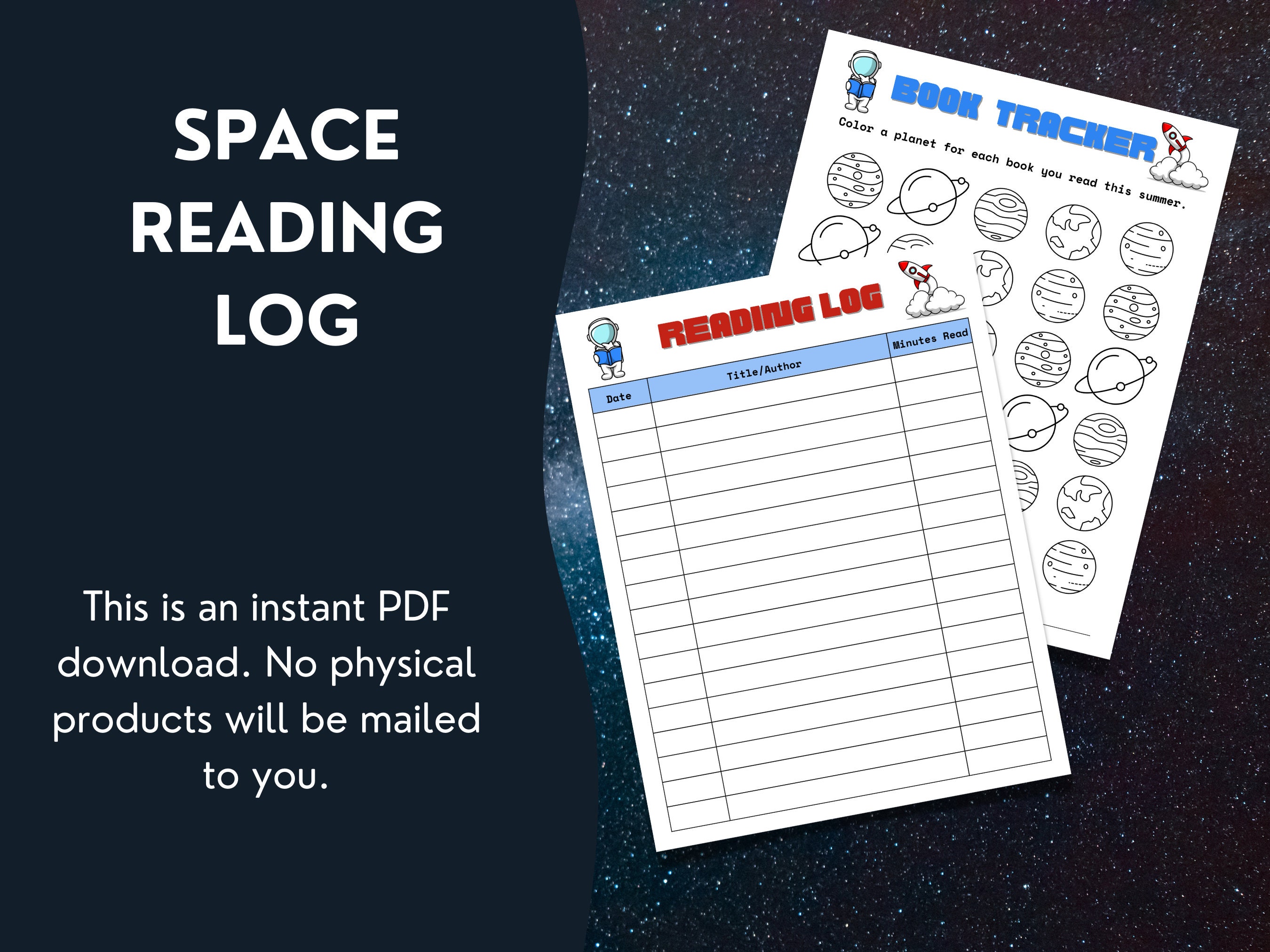 Outer Space Kids Reading Log: Summer Book Tracker (PDF) - Etsy