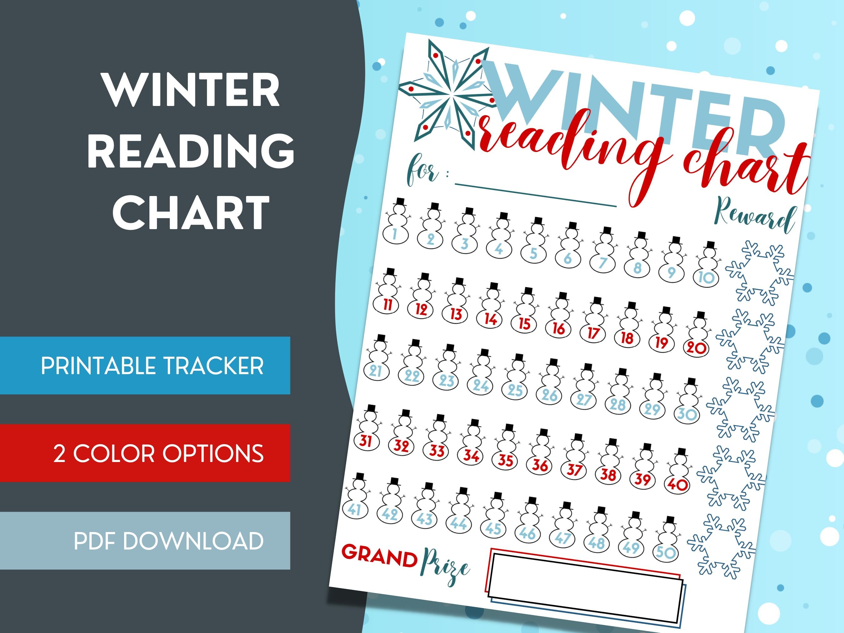 Winter Snow Reading Chart Winter Reading Reward Chart Winter Reading ...