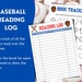 Baseball Reading Log | Kids Reading Log | Summer Reading Chart ...