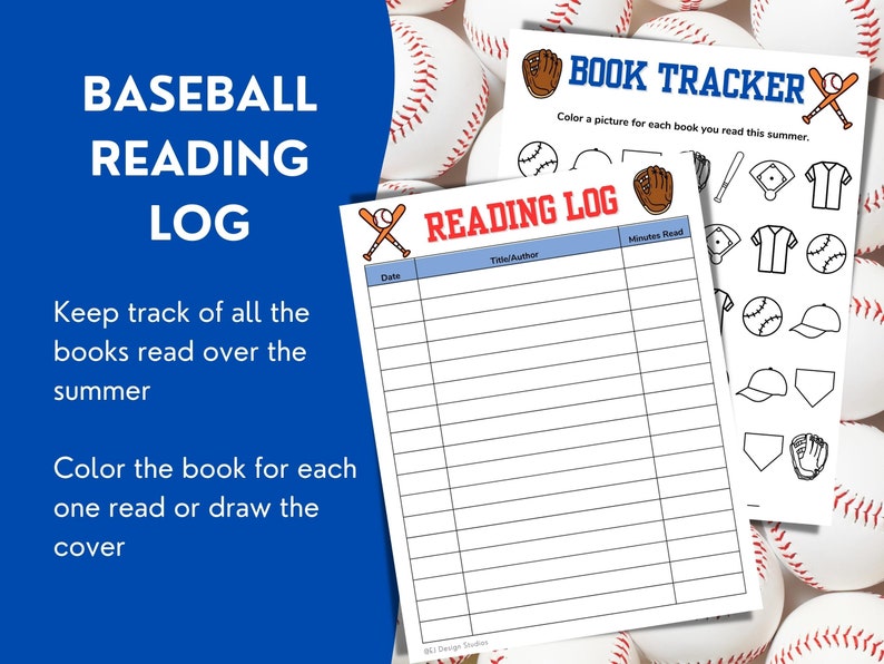 Baseball Reading Log | Kids Reading Log | Summer Reading Chart ...
