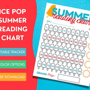 Summer Ice Pop Reading Chart for Kids | Reward Tracker (PDF) - Etsy