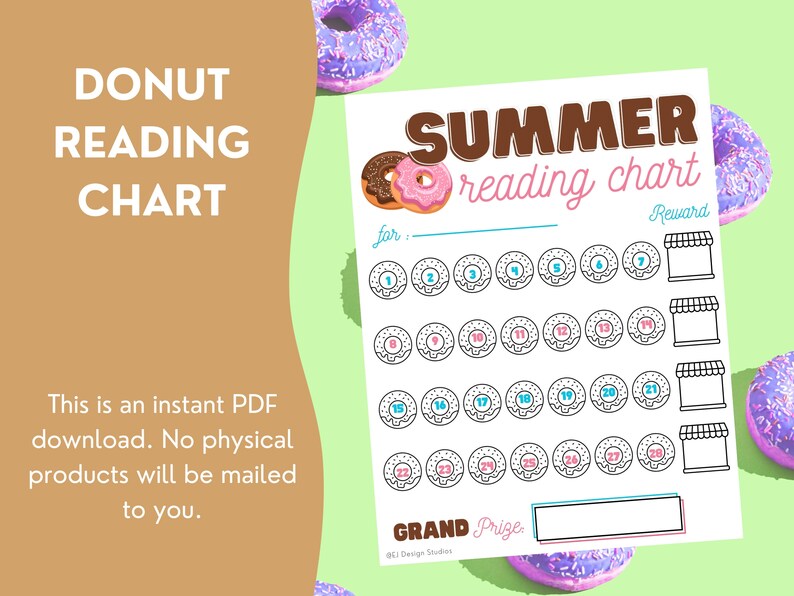 Summer Donut Reading Chart | Reading Reward Chart | Summer Reading Log ...
