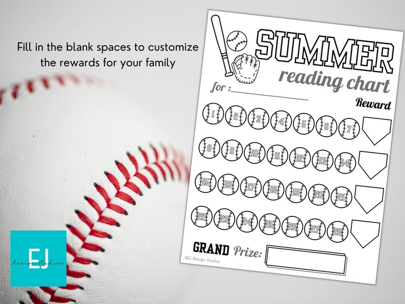 Summer Baseball Reading Chart | Reading Reward Chart | Summer Reading ...