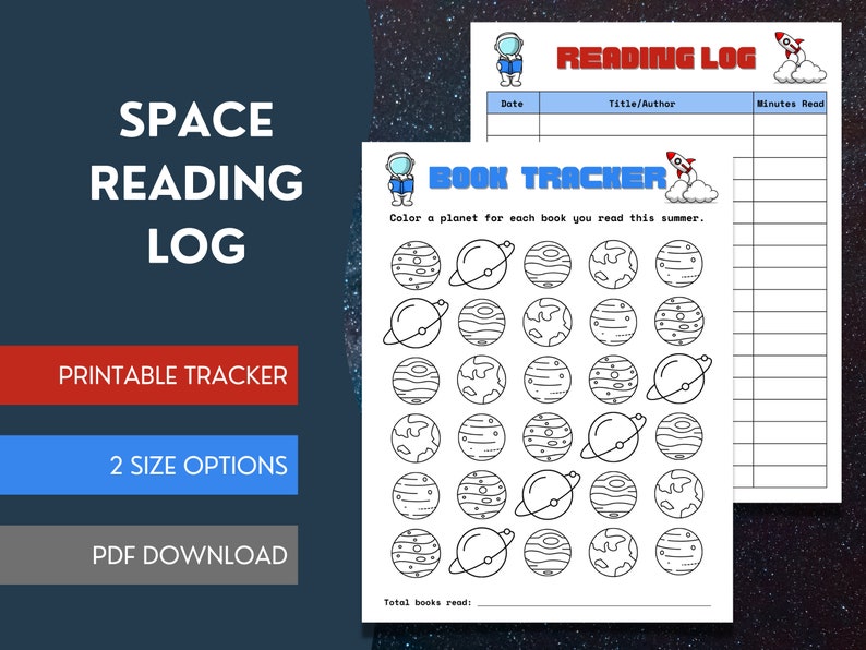 Outer Space Reading Log | Kids Reading Log | Summer Reading Chart ...