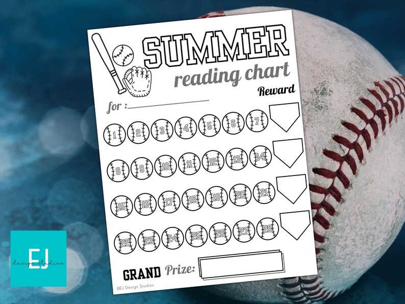 Summer Baseball Reading Chart | Reading Reward Chart | Summer Reading ...