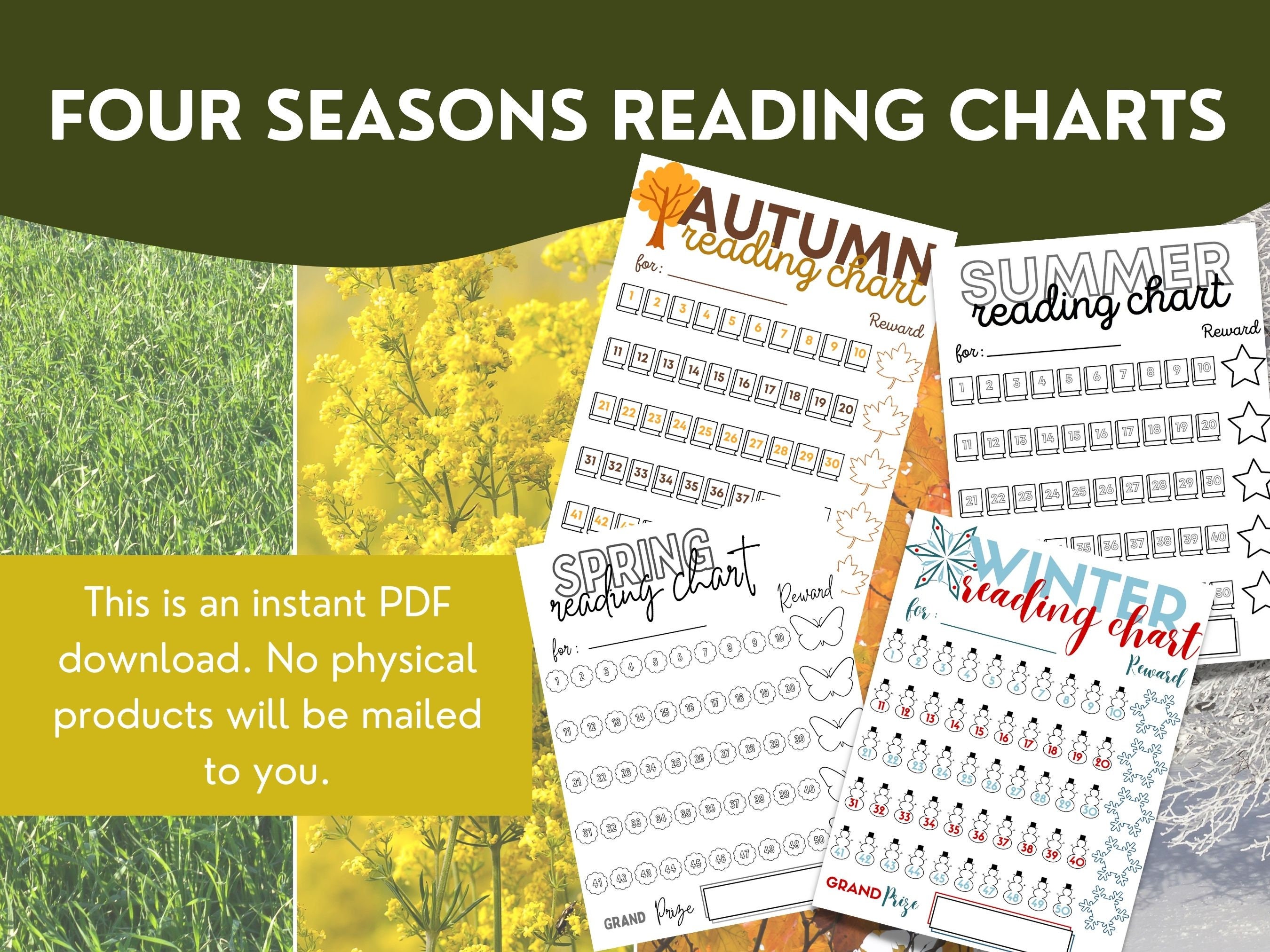 Four Seasons Reading Charts | Reading Reward Chart | Seasonal Reading ...
